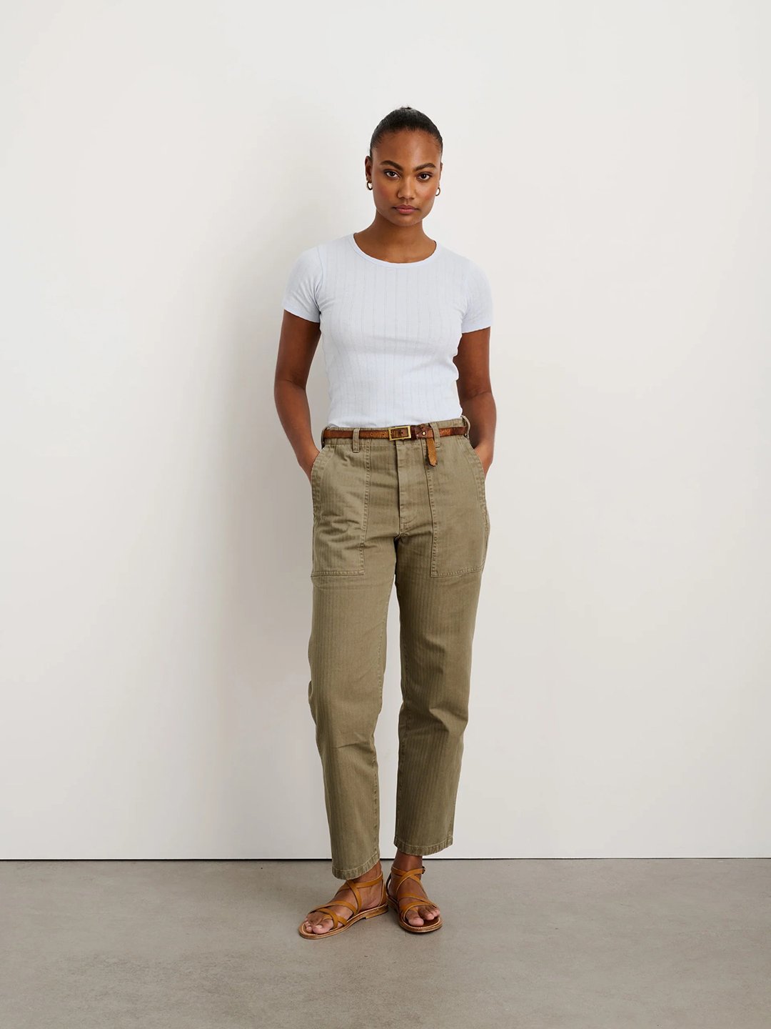 Alex Mill Neil Utility Pants - Vintage Olive Herringbone | Garmentory