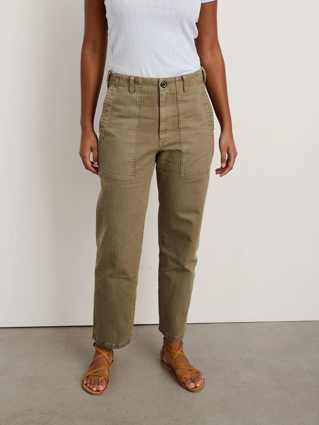Alex Mill Neil Utility Pants - Vintage Olive Herringbone | Garmentory
