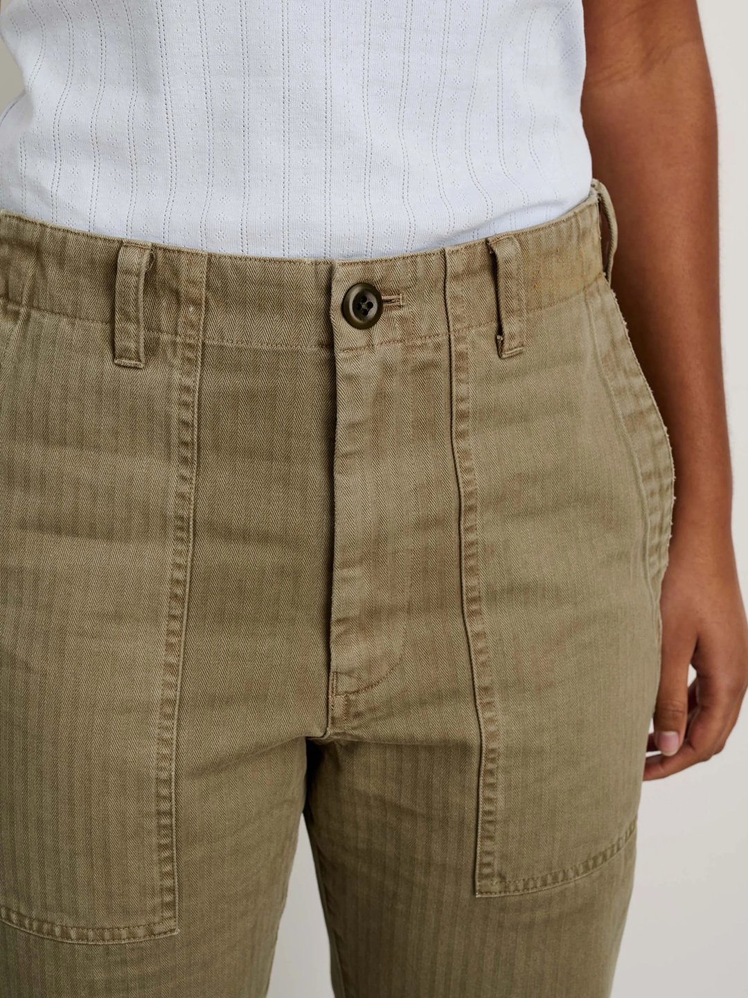 Alex Mill Neil Utility Pants - Vintage Olive Herringbone | Garmentory