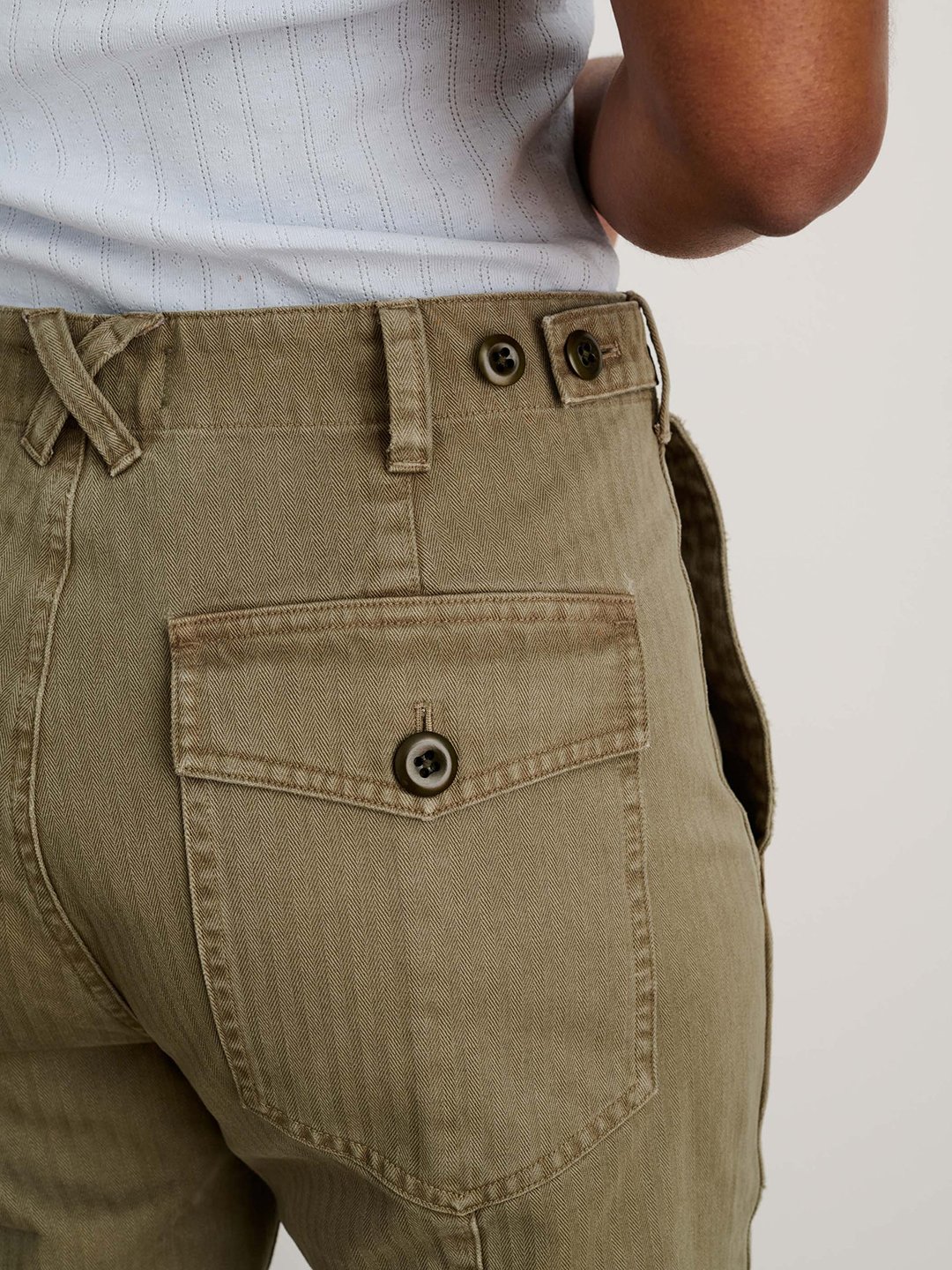 Alex Mill Neil Utility Pants - Vintage Olive Herringbone | Garmentory