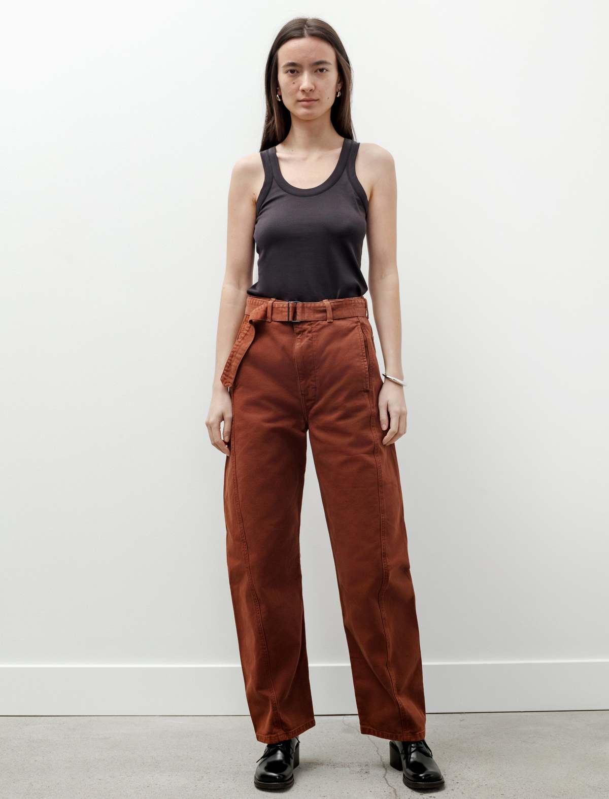 Lemaire Twisted Belted Pants - Brick Brown | Garmentory