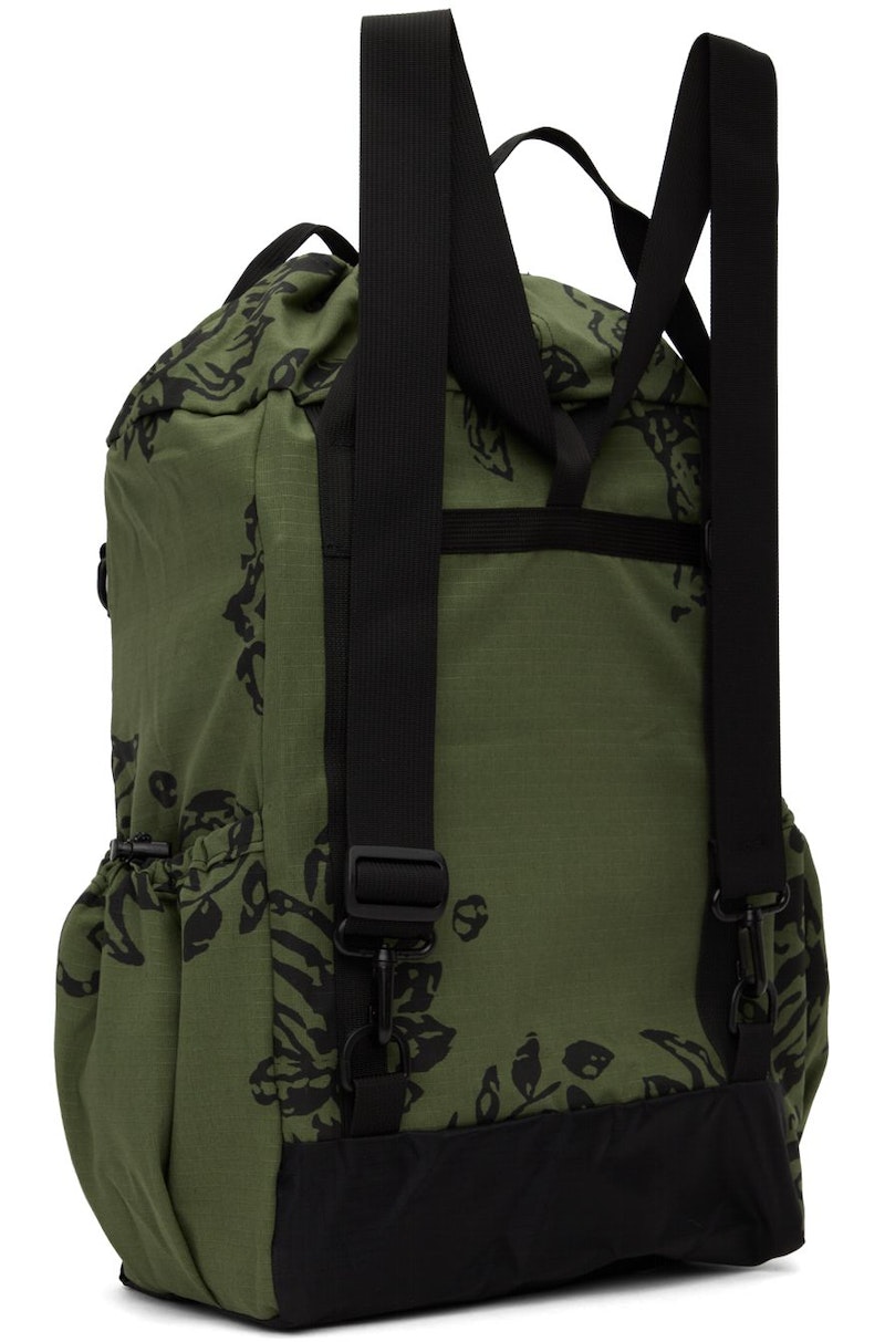 Engineered Garments Khaki 3-Way Backpack - OLIVE FLORAL | Garmentory