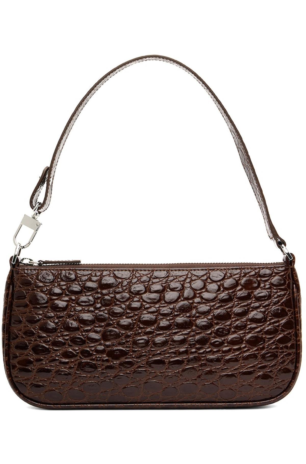 BY FAR Croc Rachel Shoulder Bag - Sequoia | Garmentory