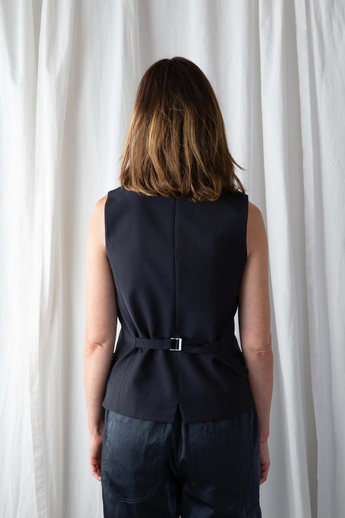 Tibi Tropical Wool Vest - Navy | Garmentory