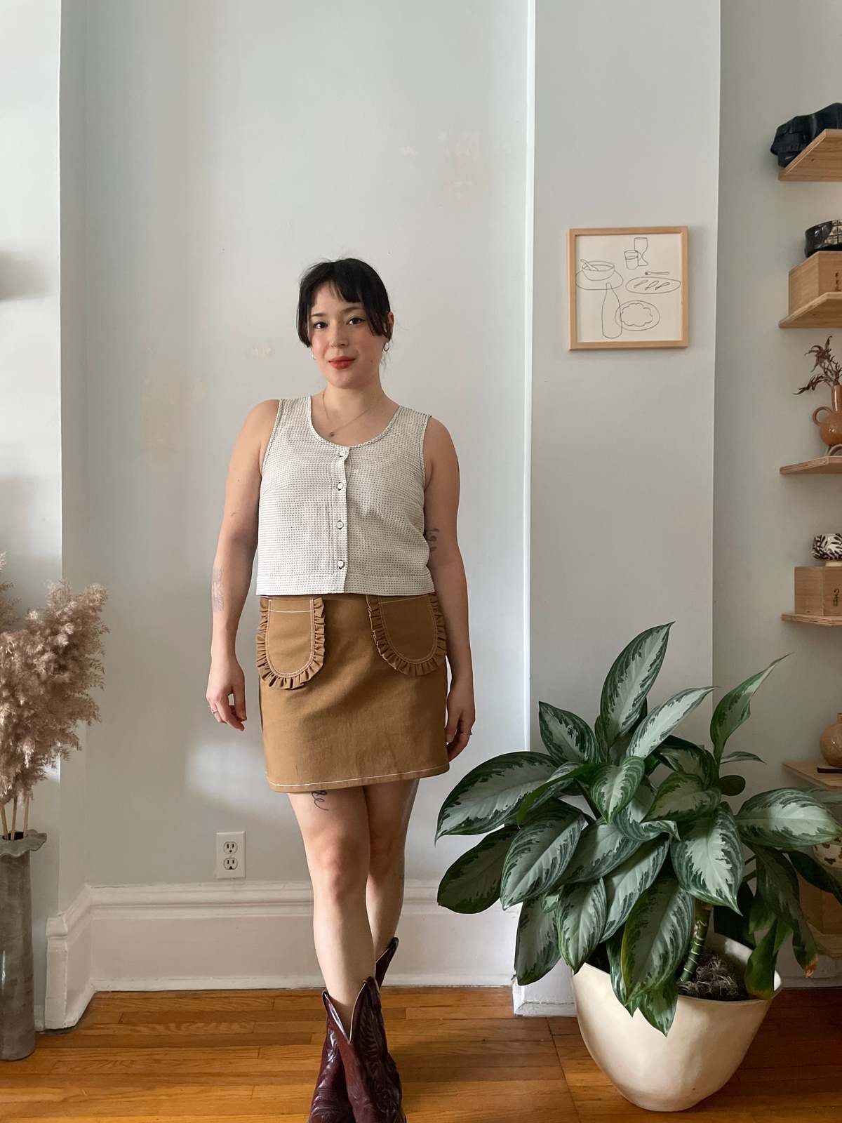 Eliza Faulkner Tate Mini Skirt - toffee Brown Twill | Garmentory