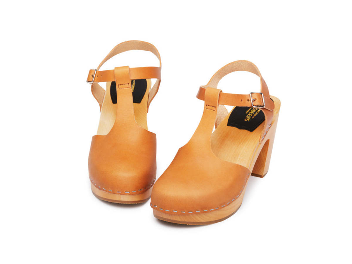 Swedish Hasbeens T-Strap Sky High Clog - Nature | Garmentory
