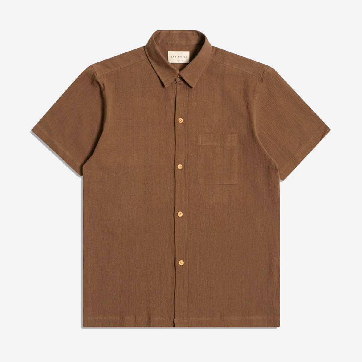 Far Afield Costa Seersucker S/S Shirt - Desert Palm Brown | Garmentory