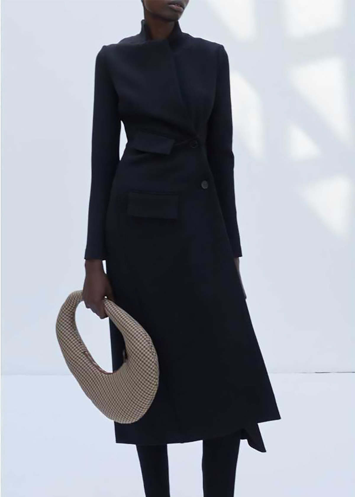 A.W.A.K.E. MODE Fitted Asymmetric Coat with Draped Closure - Black ...