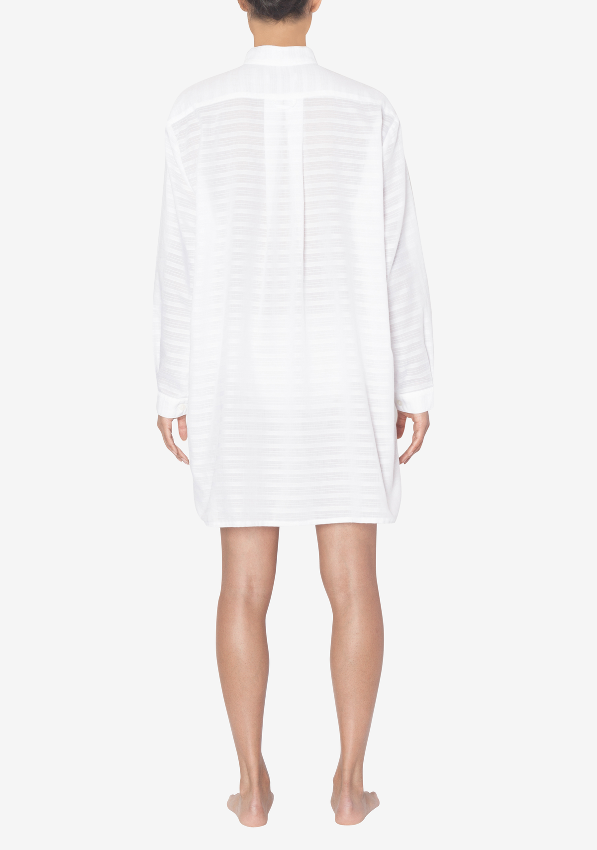 The Sleep Shirt Short Sleep Shirt - White Sheer Stripe | Garmentory