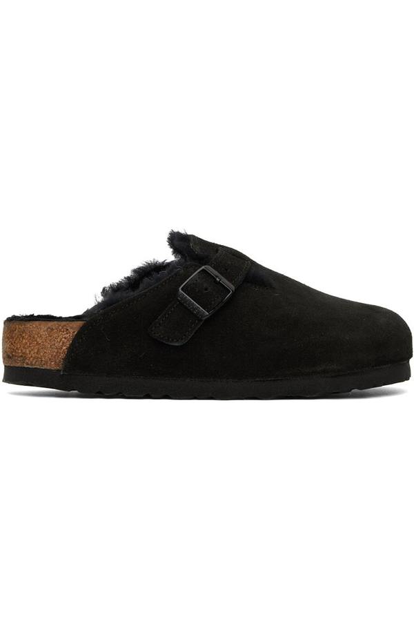 Birkenstock Shearling Boston Clogs - Black | Garmentory