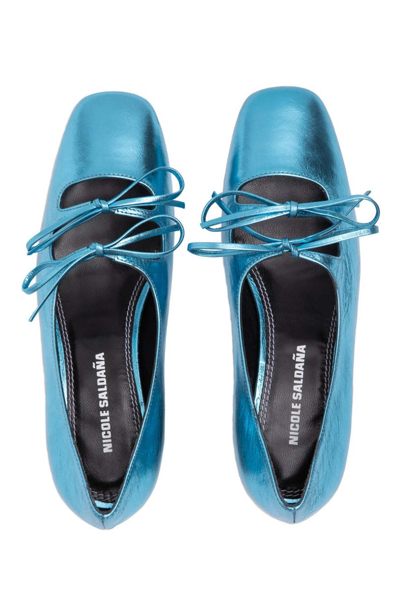 Nicole Saldana isabel shoes - Sea blue metallic napa | Garmentory