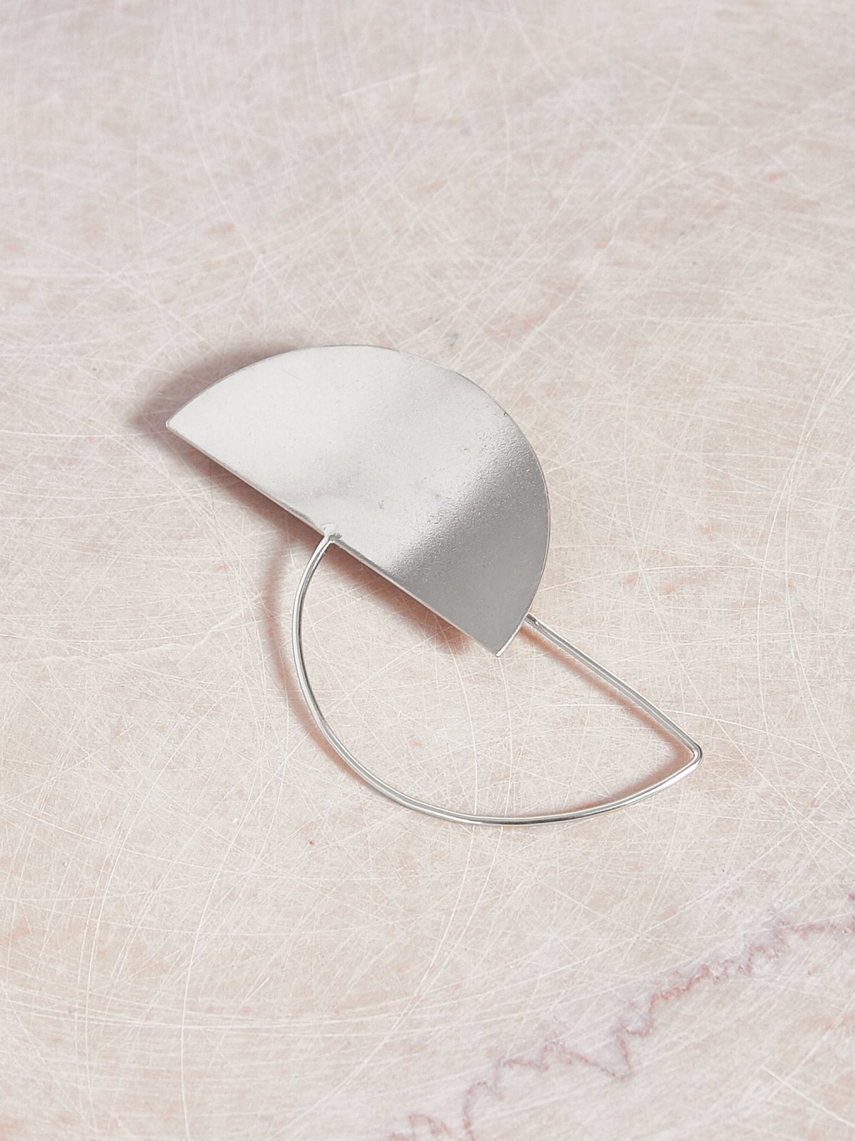Ladies & Gentlemen Half Disc Contour Brooch - Silver | Garmentory