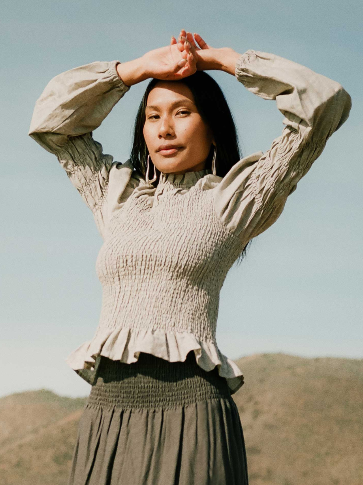 Nary - Rohnea Smocked Turtleneck - Driftwood | Garmentory