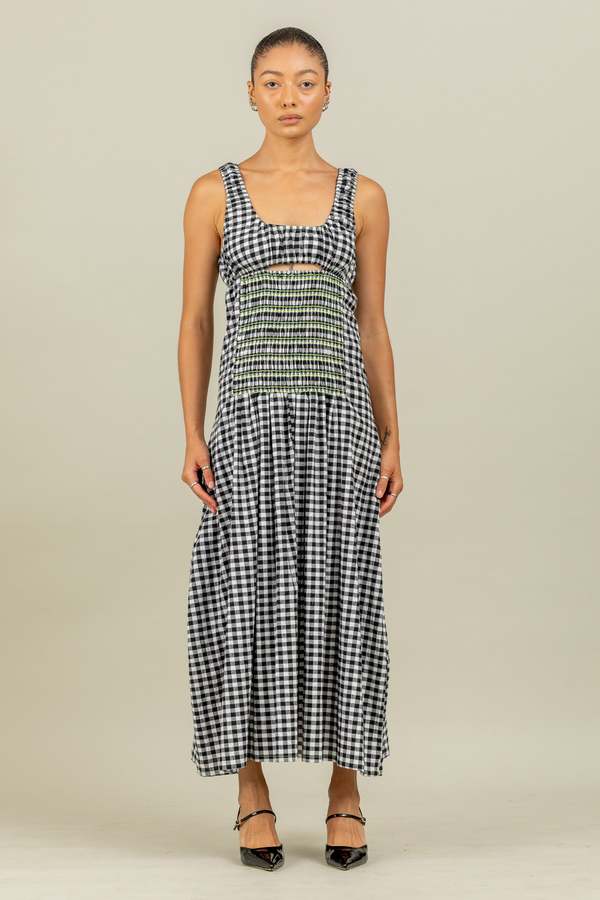 Toit Volant Bella Smocked Dress - Black/White Gingham | Garmentory
