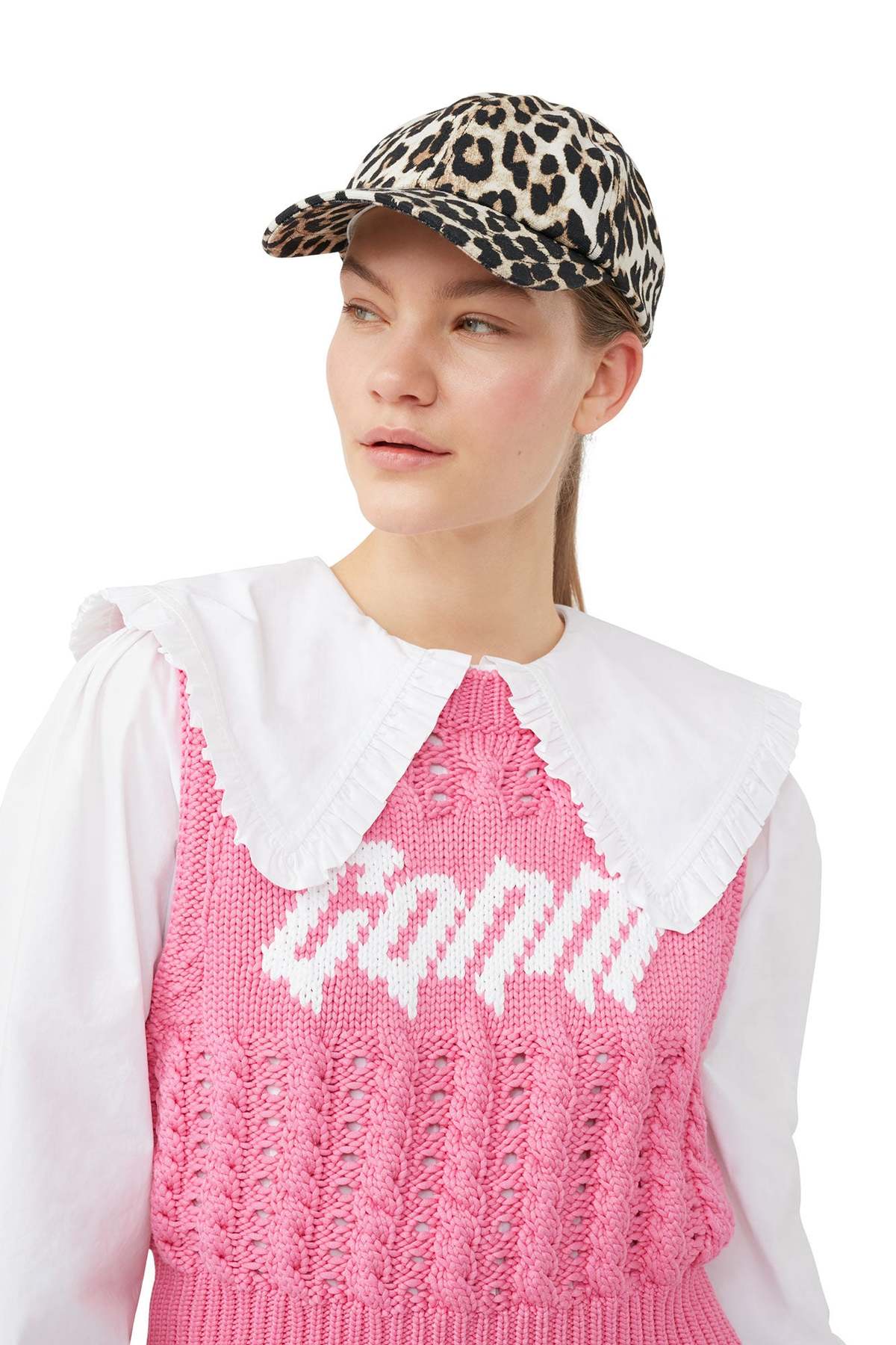 Ganni Cotton Canvas Hat - Leopard | Garmentory