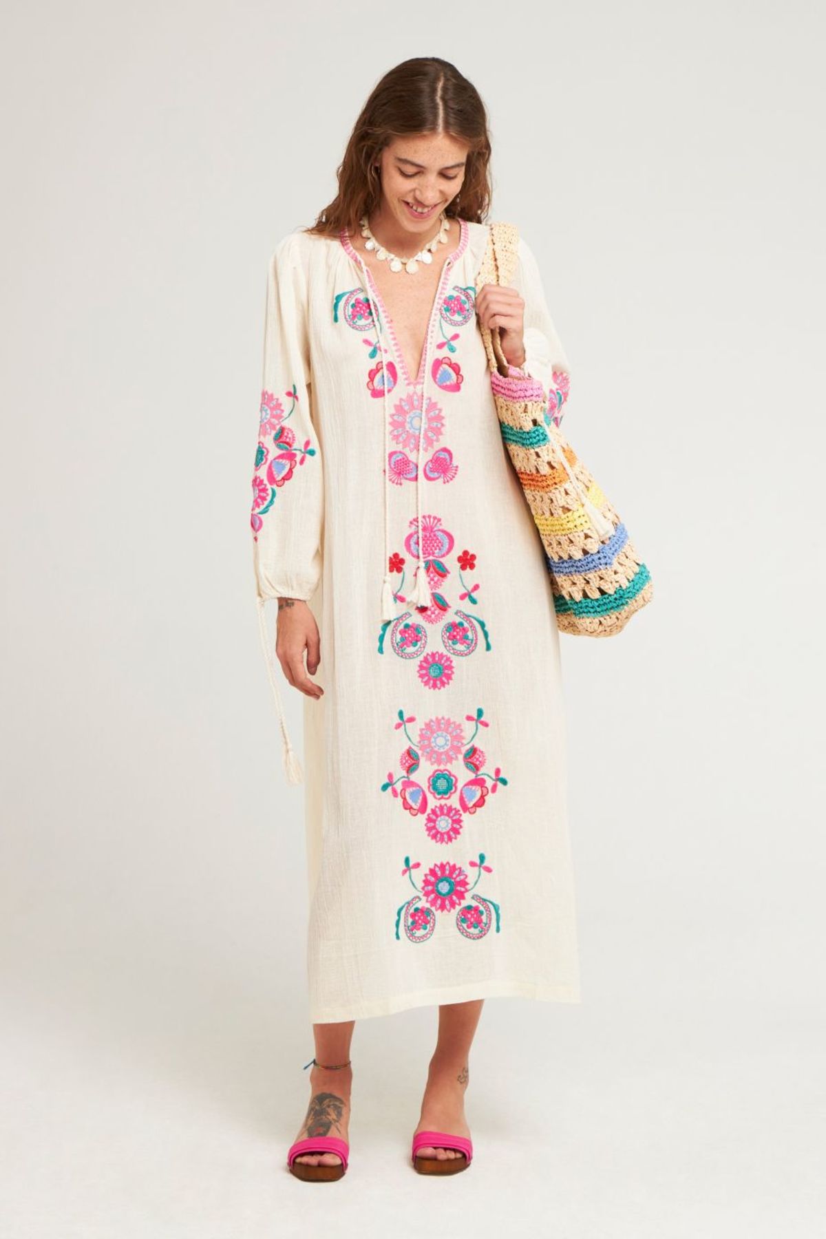 Antik Batik Magoo Maxi Dress Cream Floral Garmentory