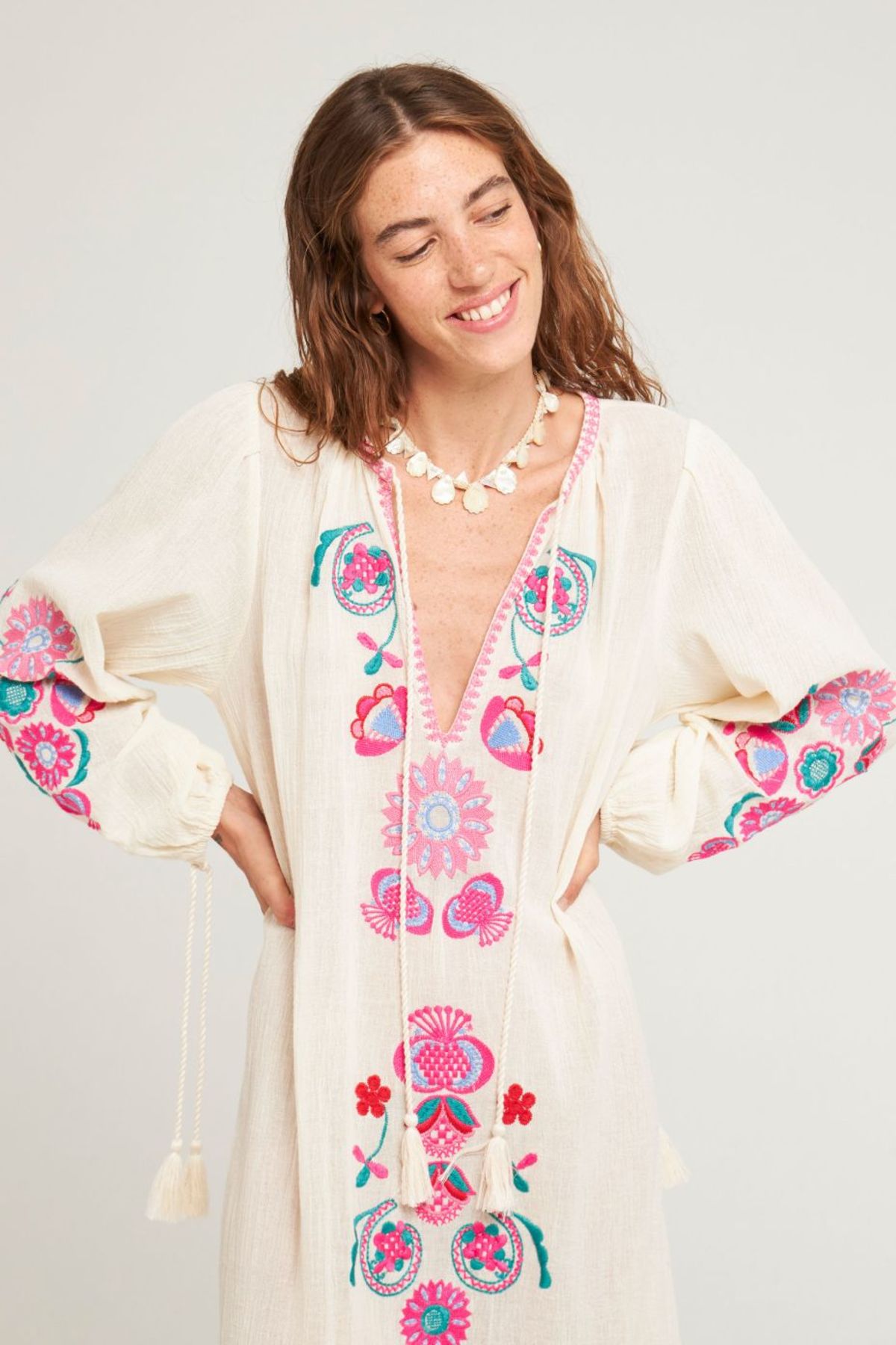 Antik Batik Magoo Maxi Dress Cream Floral Garmentory