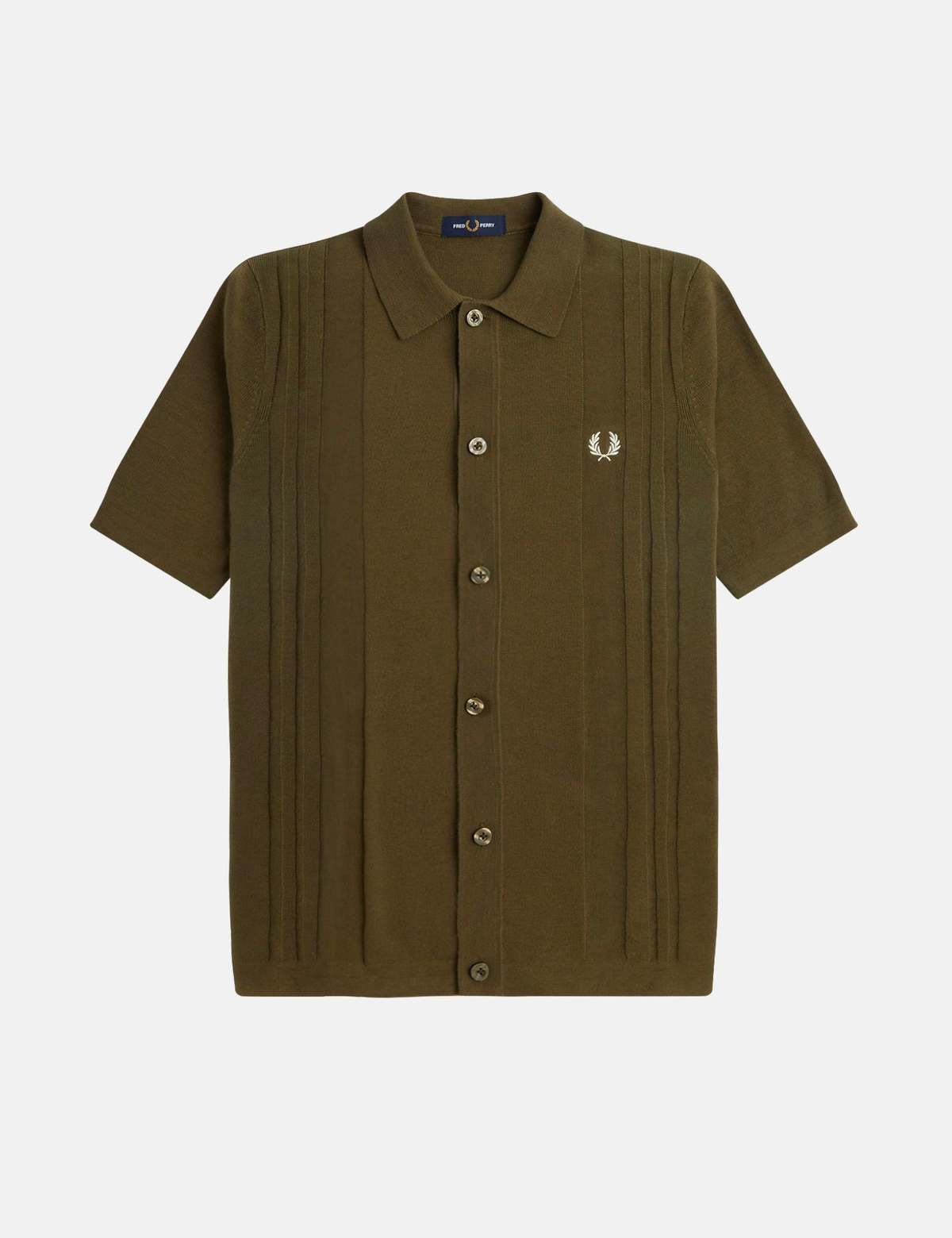 Fred Perry Button Through Knitted Shirt - Uniform Green | Garmentory