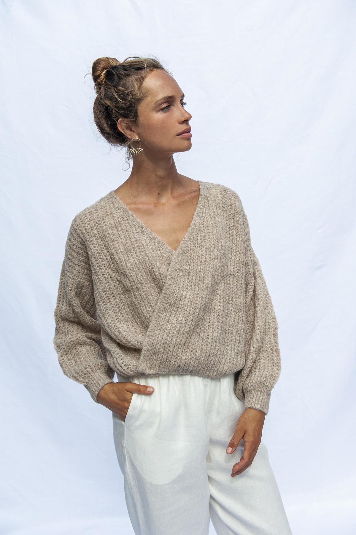 Jungle Folk wrap cardigan vega - Ivory | Garmentory