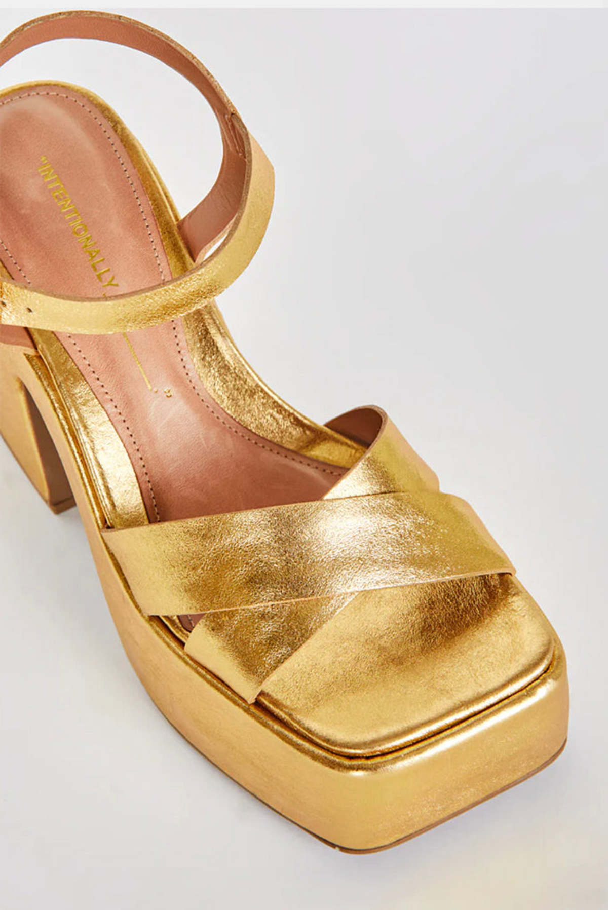 "INTENTIONALLY __________." Matilda Platform Shoe - Coins | Garmentory