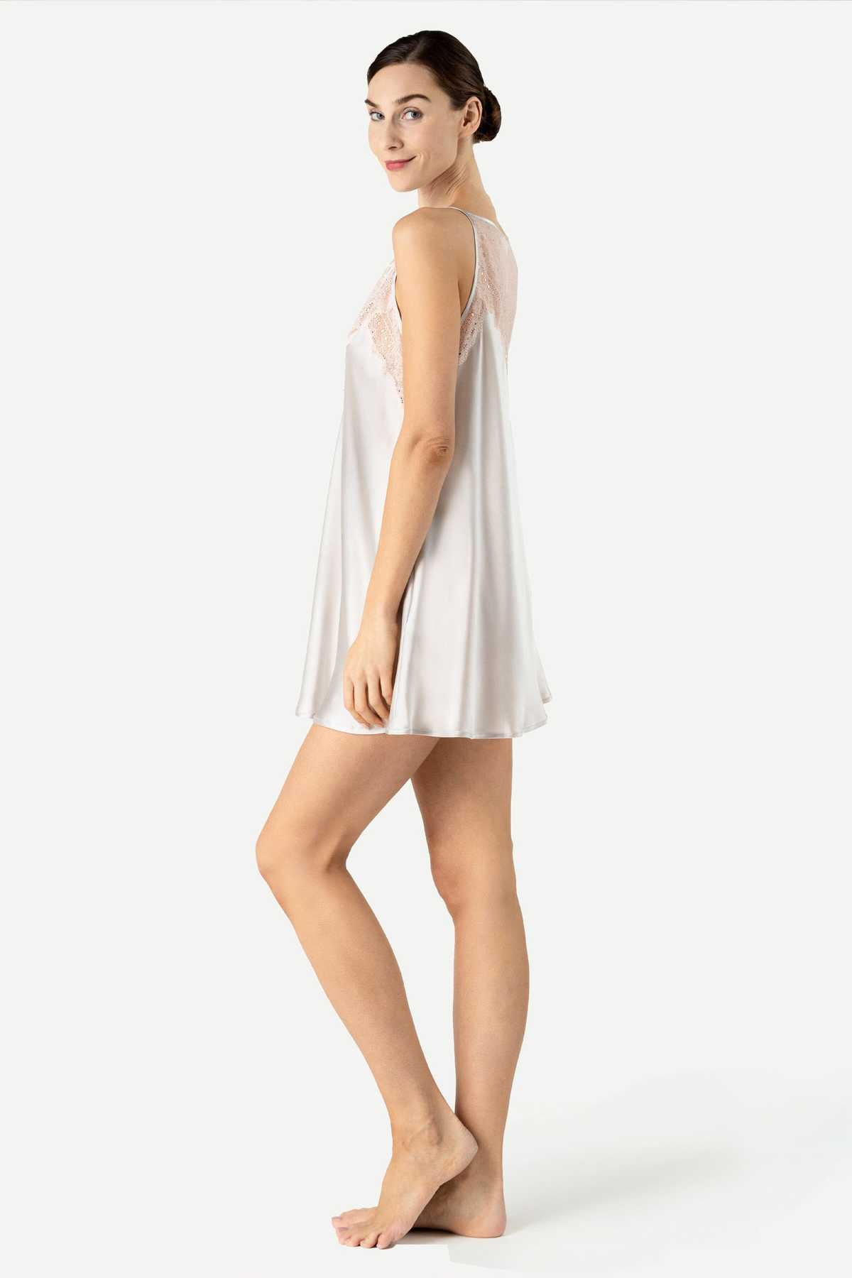 NK IMODE Precious Sunset Silk Babydoll - Pearl Grey | Garmentory