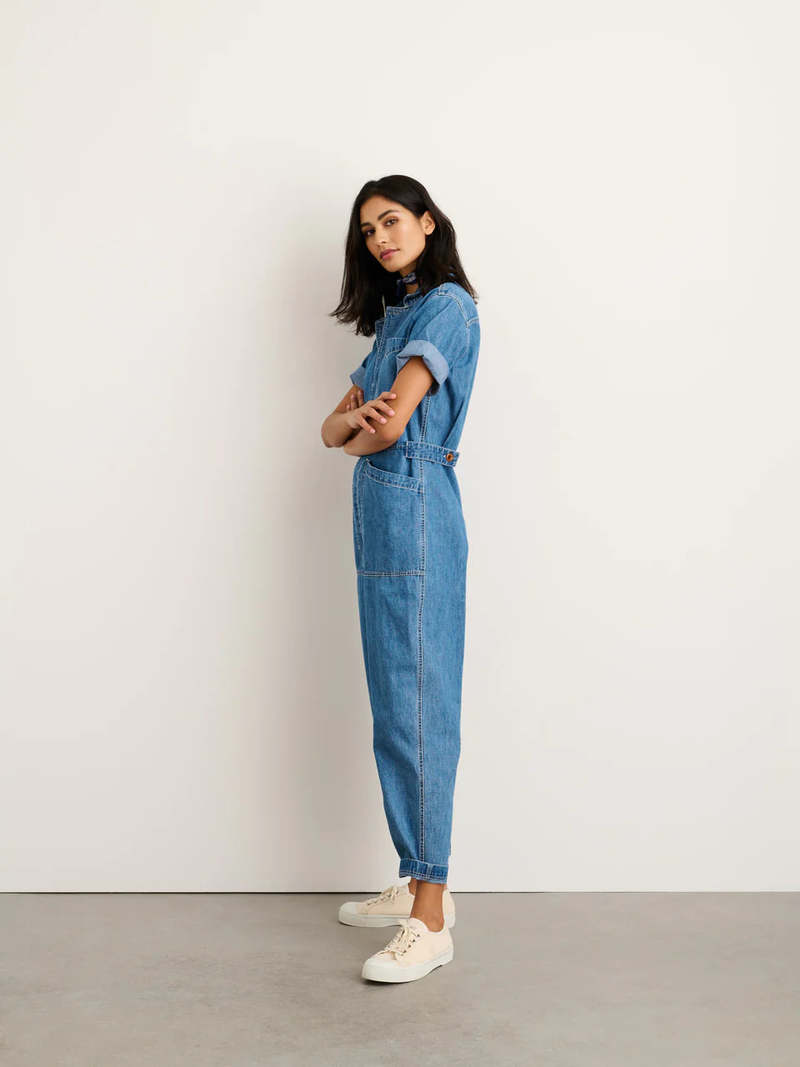 Alex Mill Standard Short Sleeve Jumpsuit - Denim | Garmentory