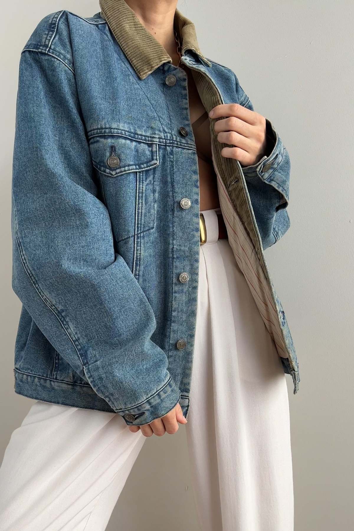Vintage Corduroy Collar Jacket - Medium Wash Denim | Garmentory