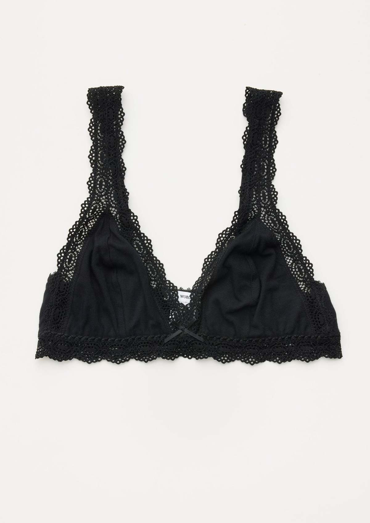 Woron Padding free lace trimmed soft bra onyx - Black | Garmentory