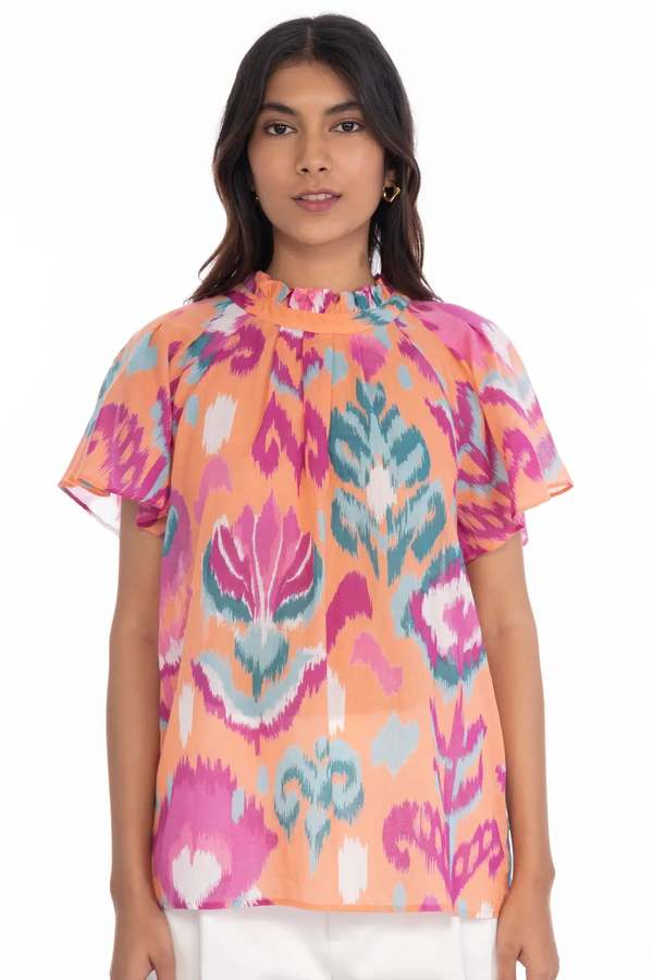 Banjanan Joyful Top - Ikat Floral Spice | Garmentory