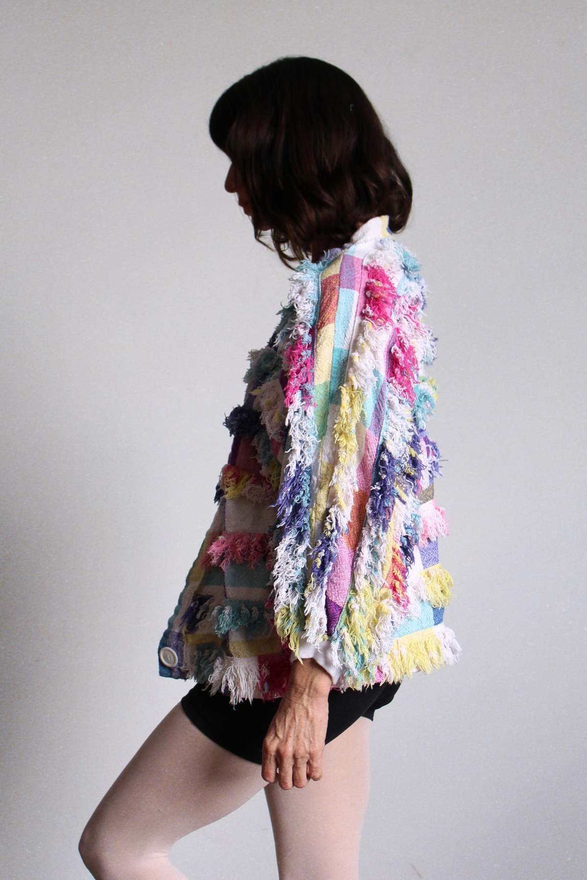 Paula Sweet Muslin Mink Art to Wear Pastel Cotton Fringe Cardigan ...