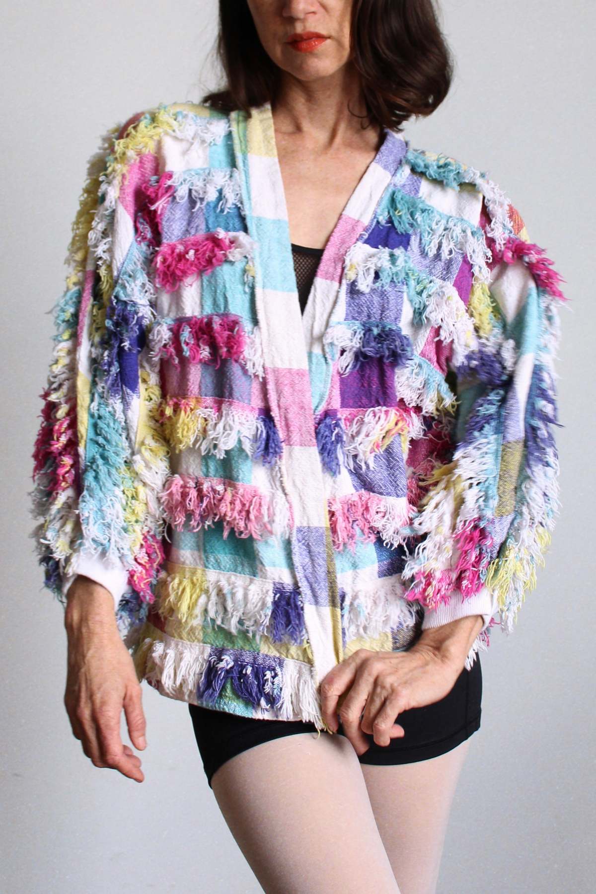 Paula Sweet Muslin Mink Art to Wear Pastel Cotton Fringe Cardigan ...