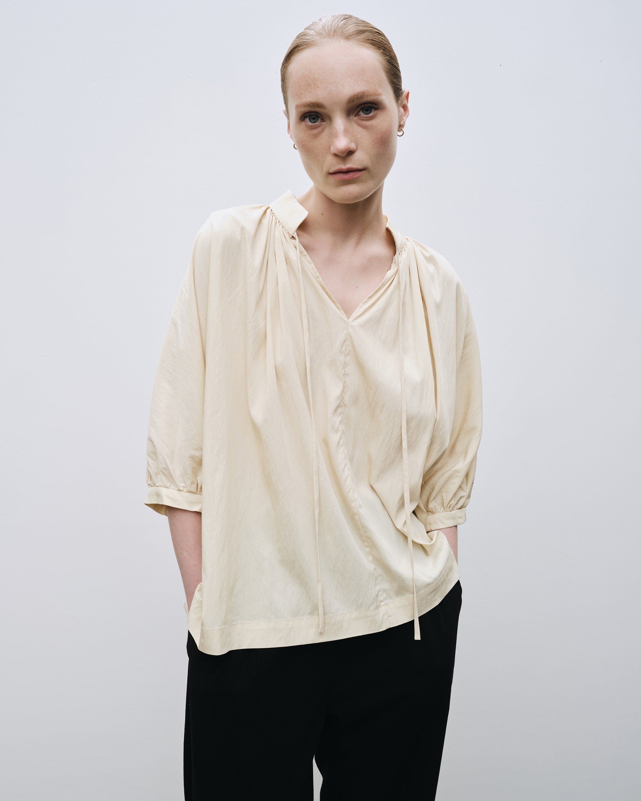 Mijeong Park Shirred Blouse - Light Yellow | Garmentory