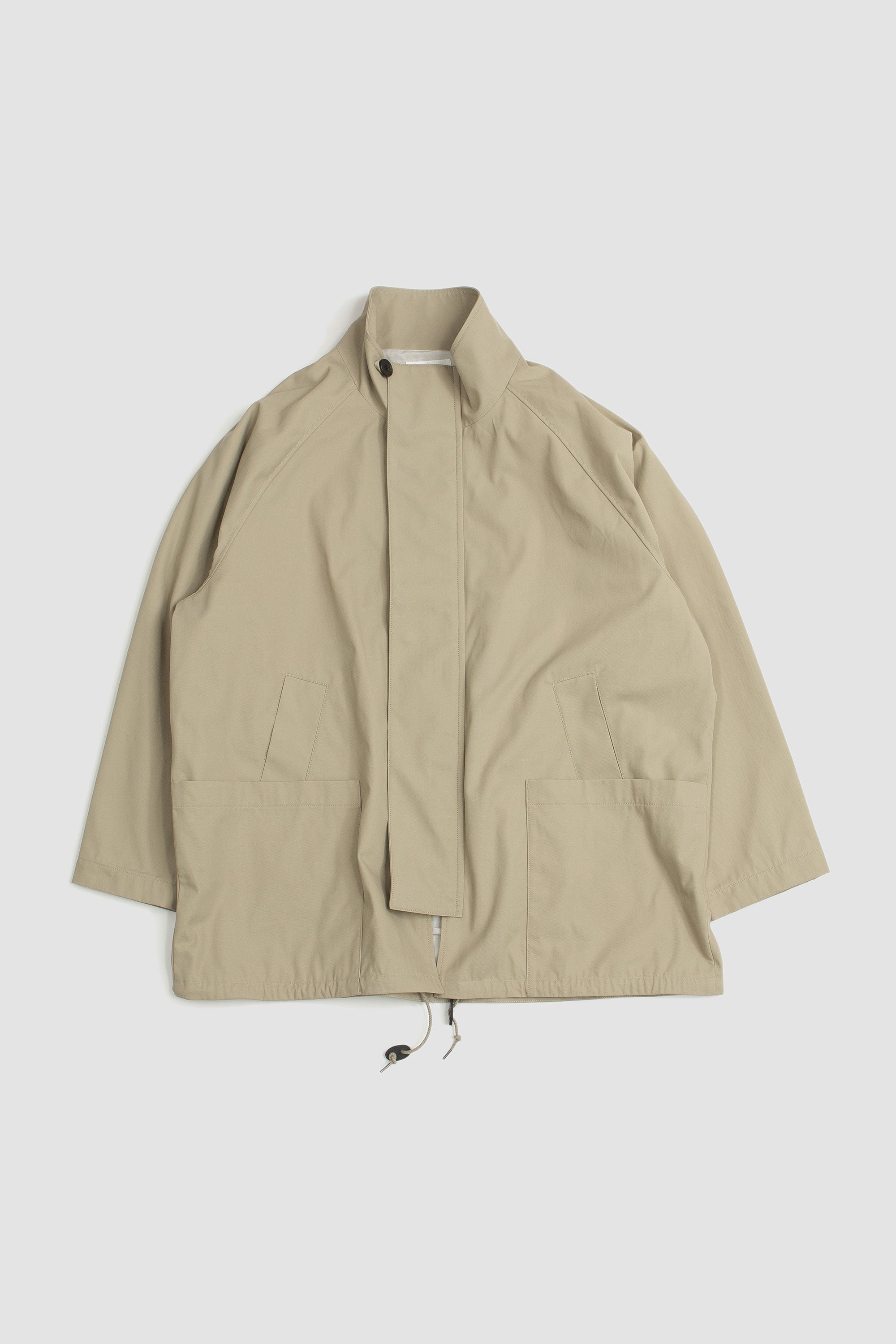 Still By Hand Stand Collar Half Coat - Beige | Garmentory