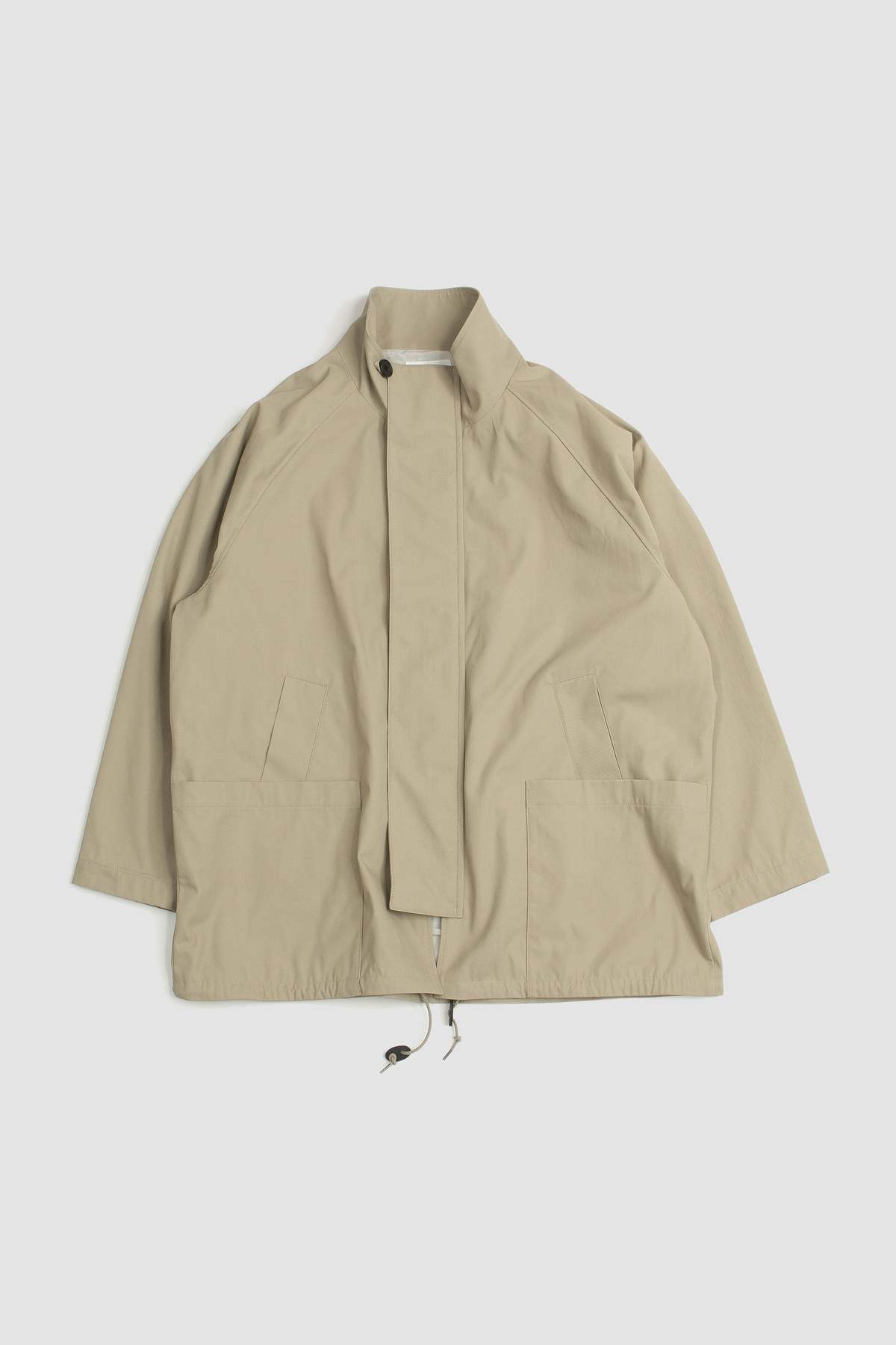 Still By Hand Stand Collar Half Coat - Beige | Garmentory