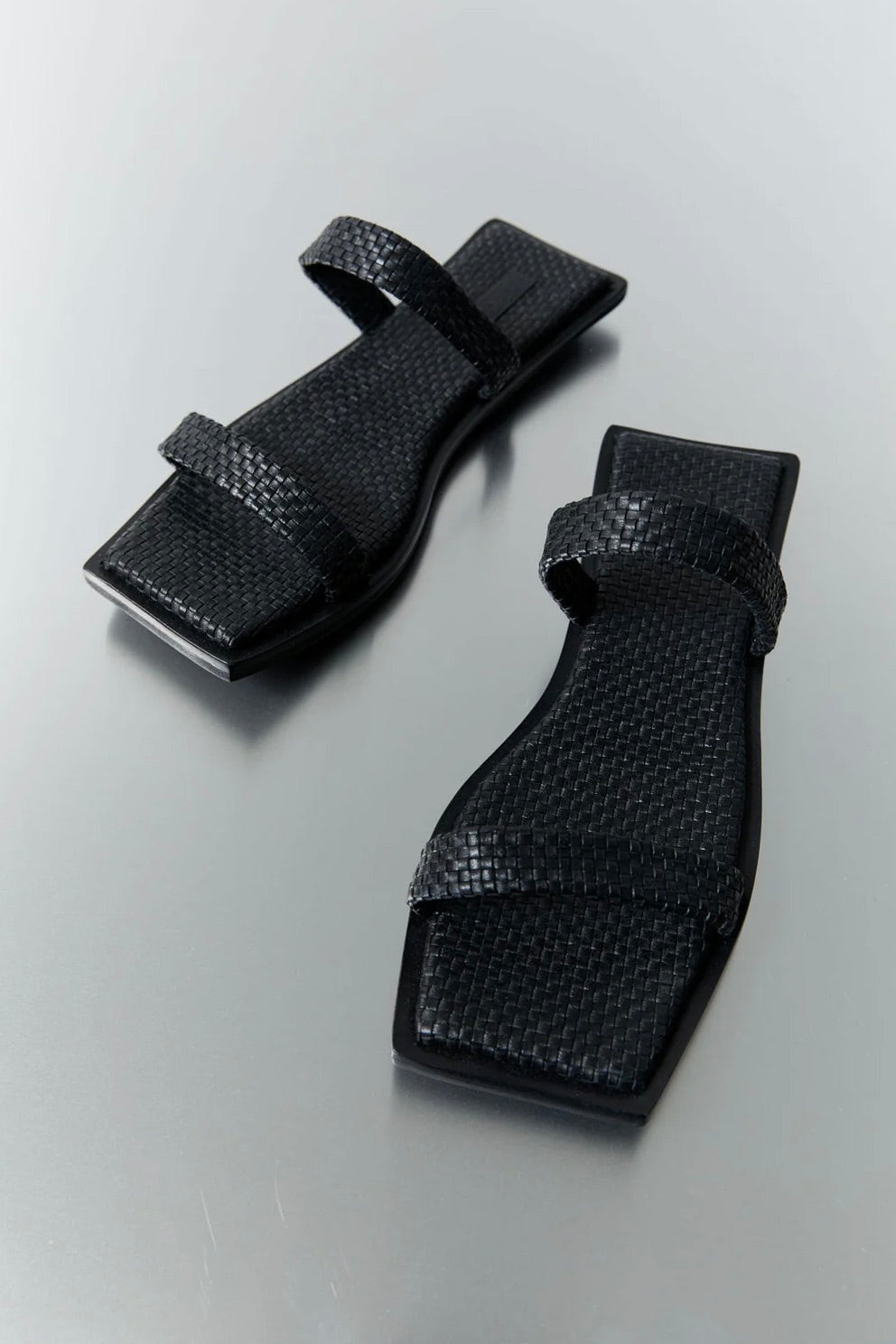 St. Agni Woven Two Strap Slide - Black | Garmentory