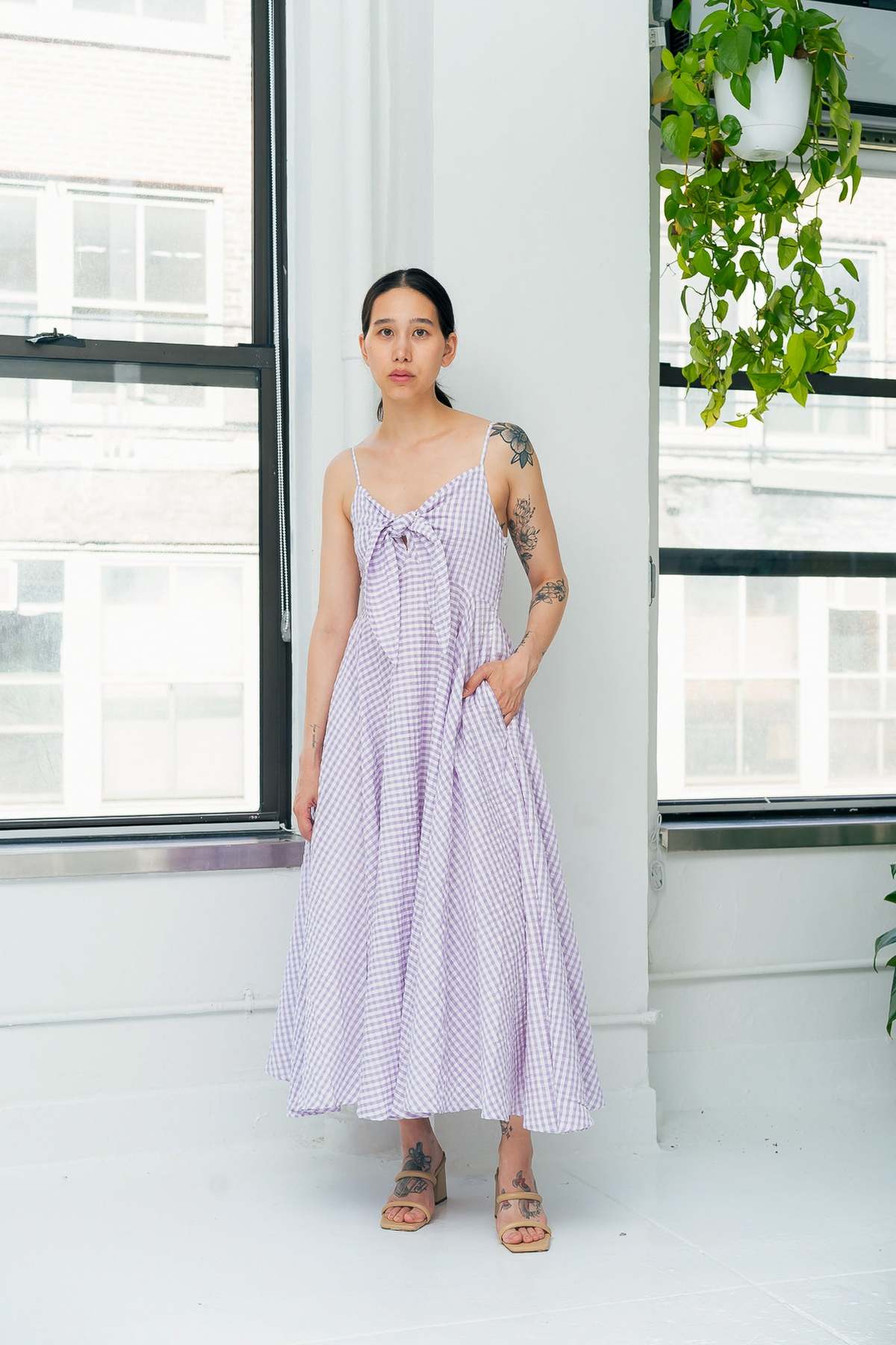 RUJUTA SHETH Stella Dress - ube Chex | Garmentory