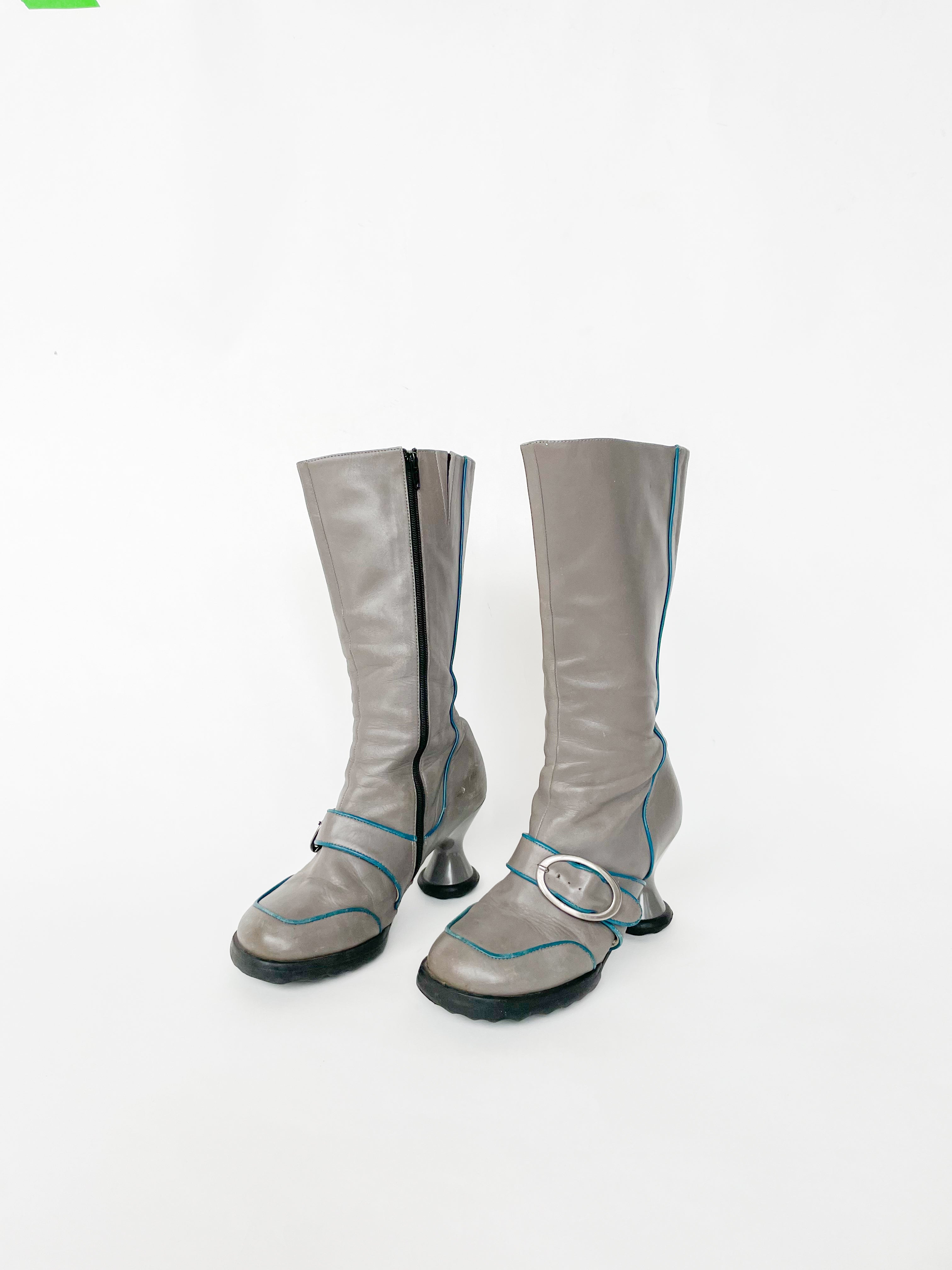 John Fluvog Buckle Boots - Grey | Garmentory