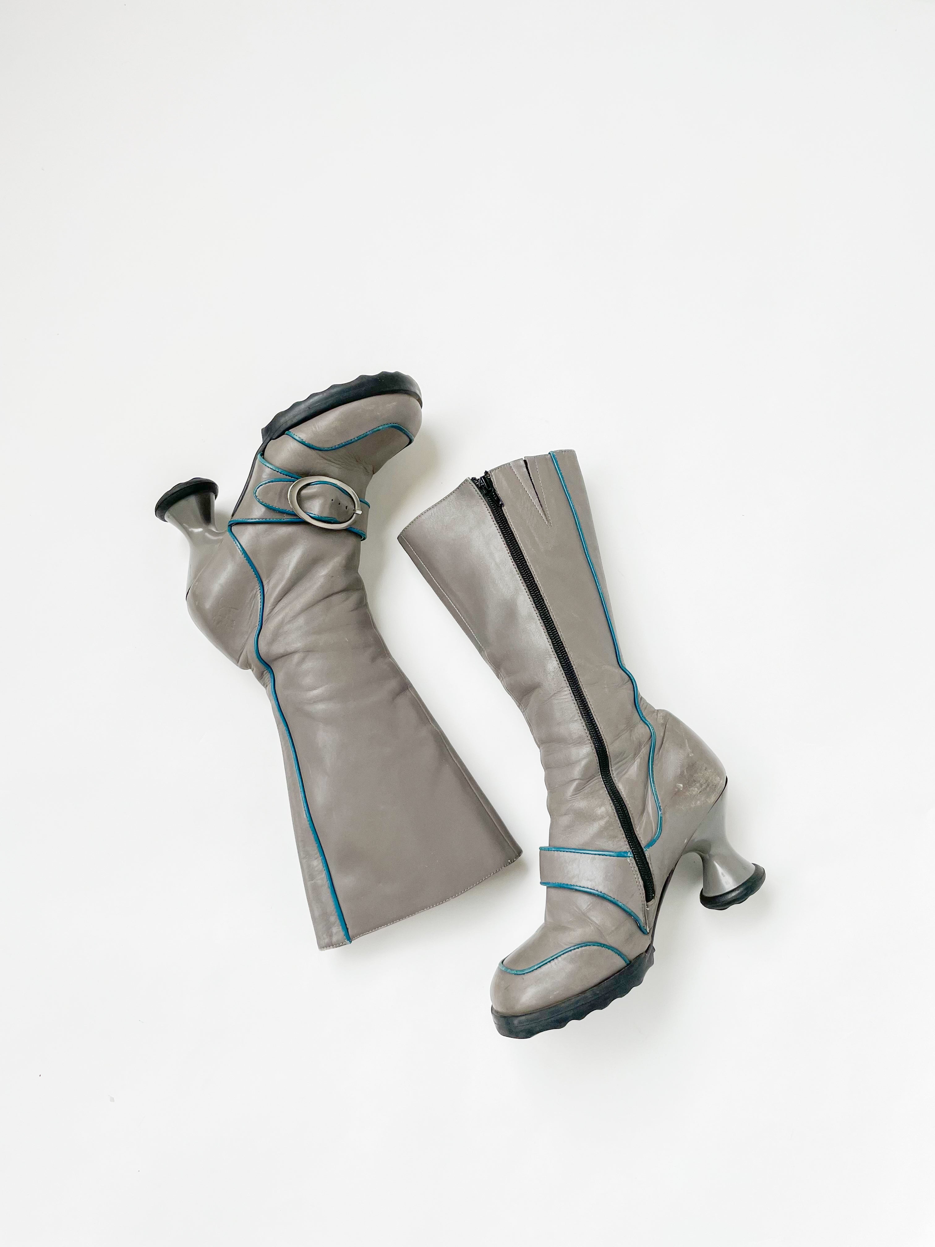 John Fluvog Buckle Boots - Grey | Garmentory