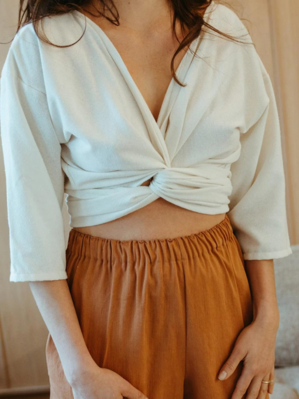 MIRANDA BENNETT Wrap Top Silk Noil - Natural | Garmentory