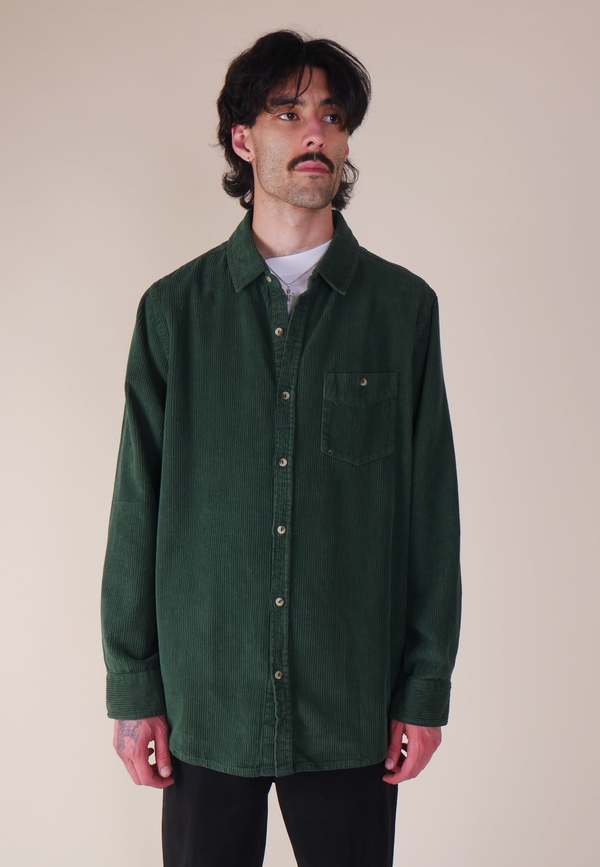 Rollas Men At Work Fat Cord Shirt - Deep Green | Garmentory