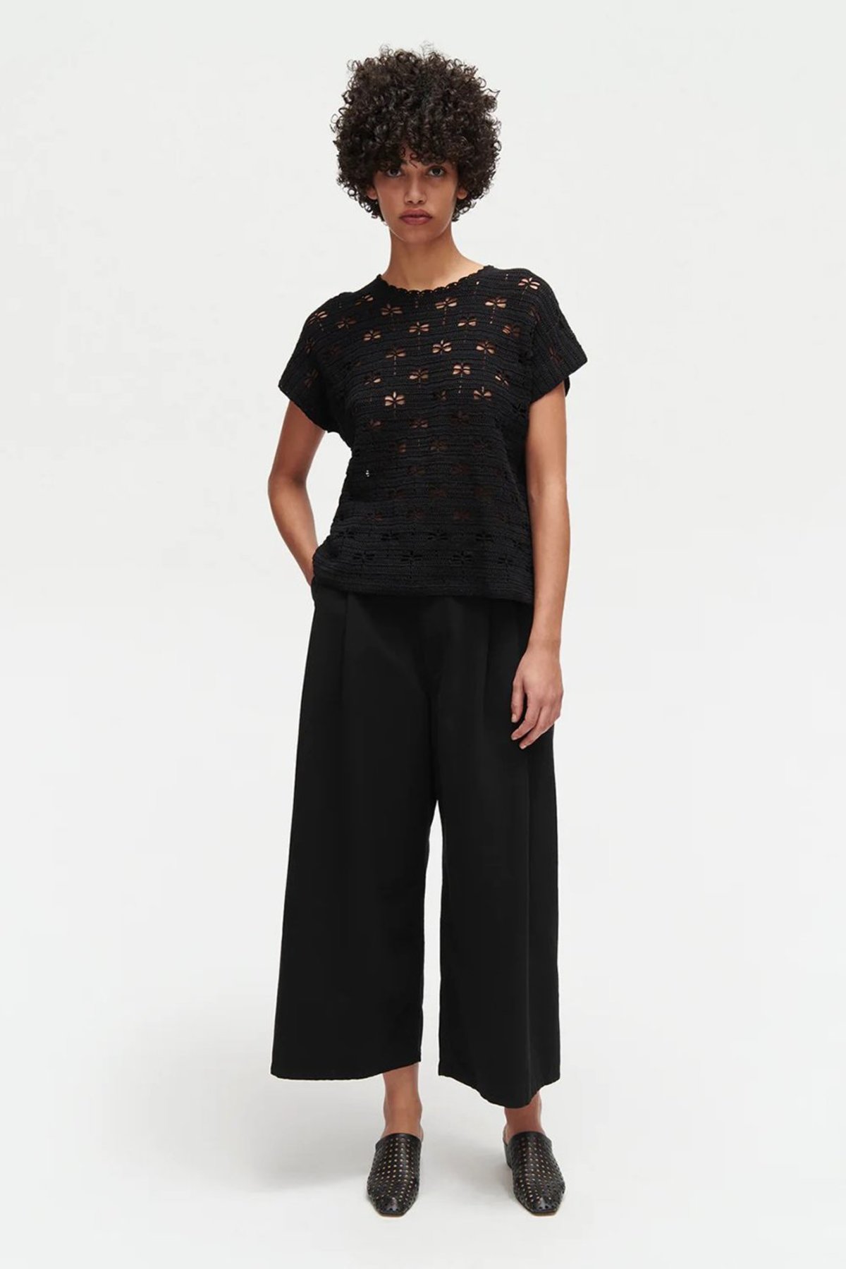 Rachel Comey Cash Top - Black Dragonfly Crochet | Garmentory