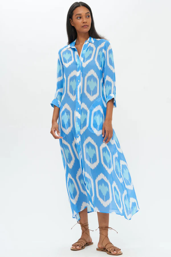Oliphant Odisha Midi Shirt Dress - Blue | Garmentory