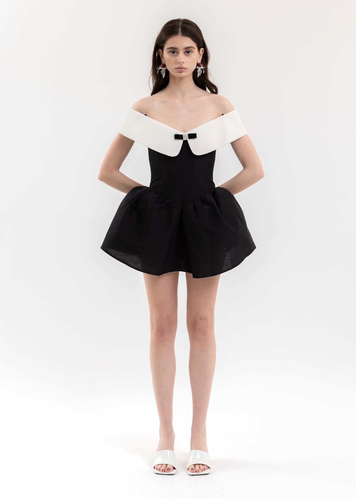 Shushu/Tong Off Shoulder Slim Mini Dress - Black | Garmentory