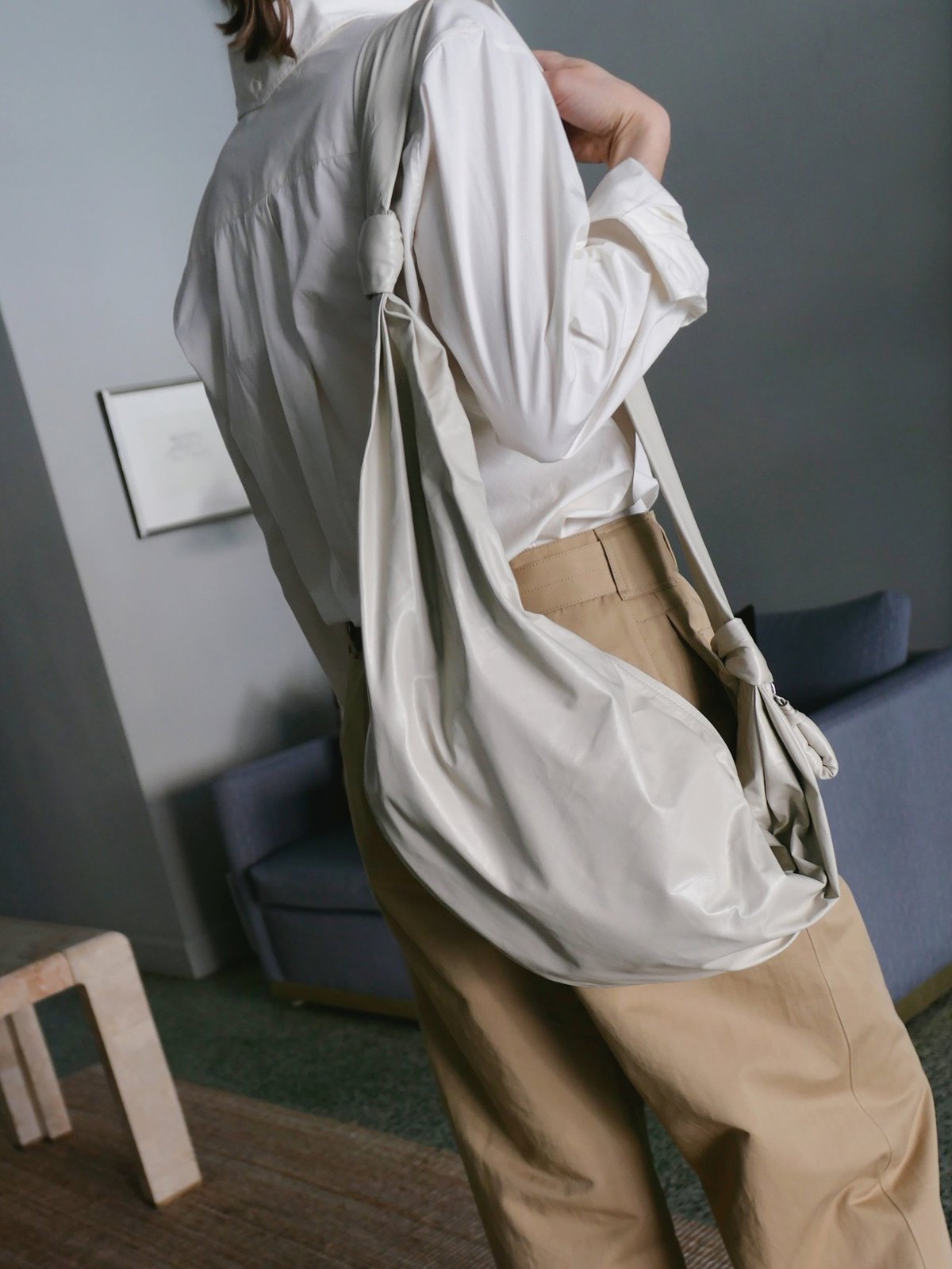 Lemaire LARGE SOFT CROISSANT BAG - DUSTY MASTIC | Garmentory