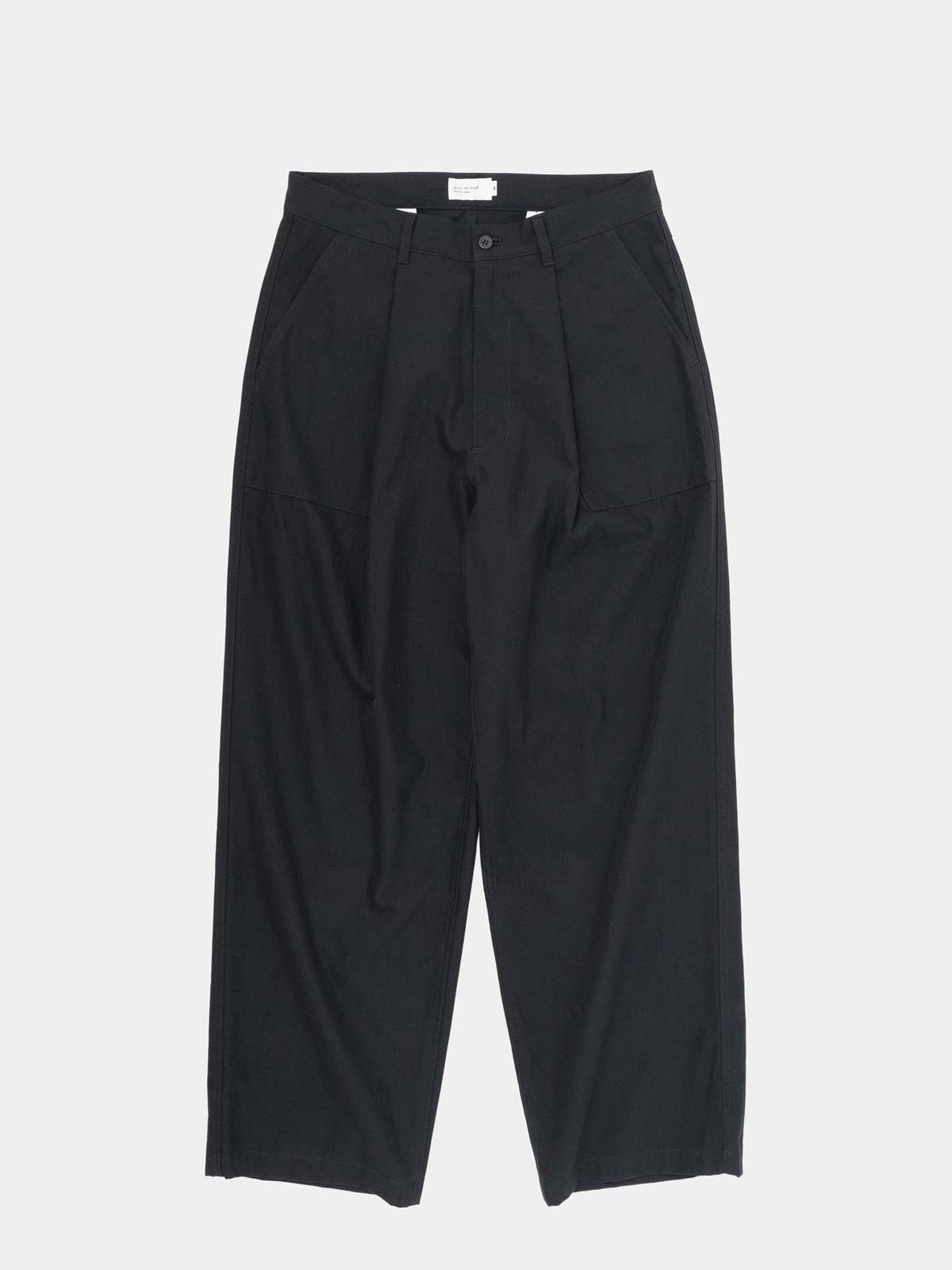 Still By Hand Deep Tuck Baker Pants - Black Navy | Garmentory