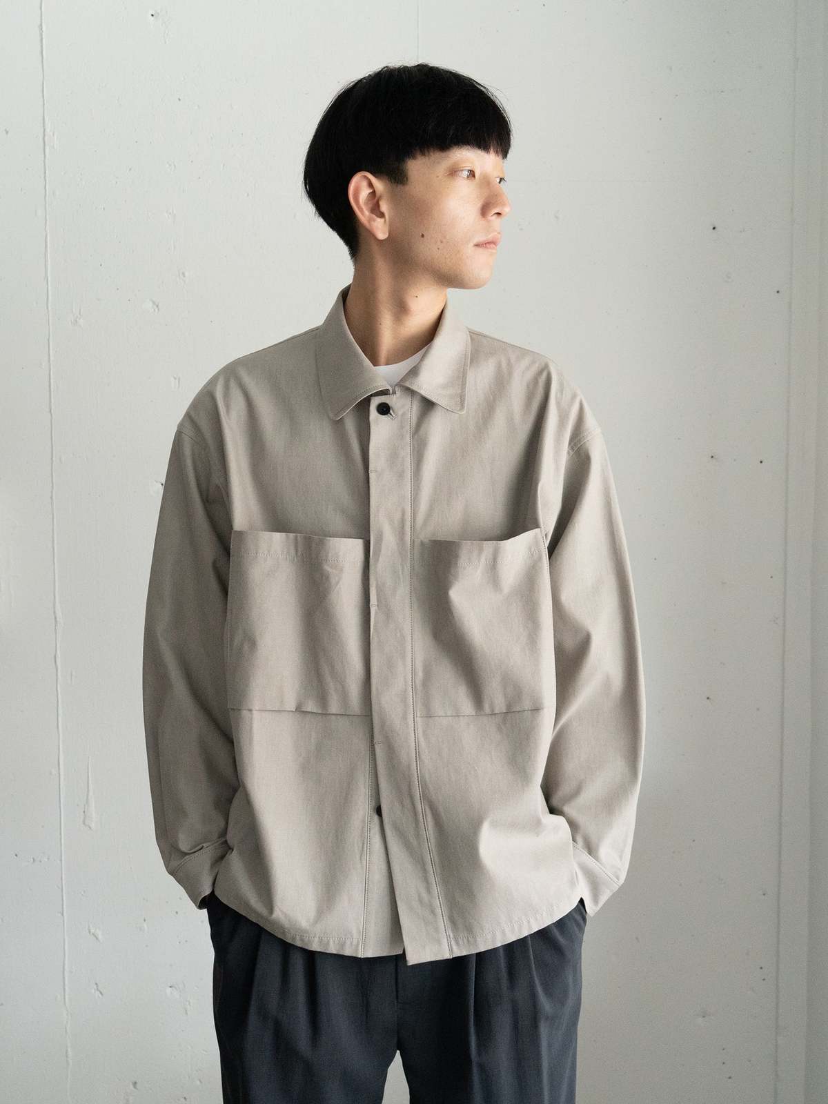 Still By Hand Double Pocket Over Shirt - Black Navy | Garmentory