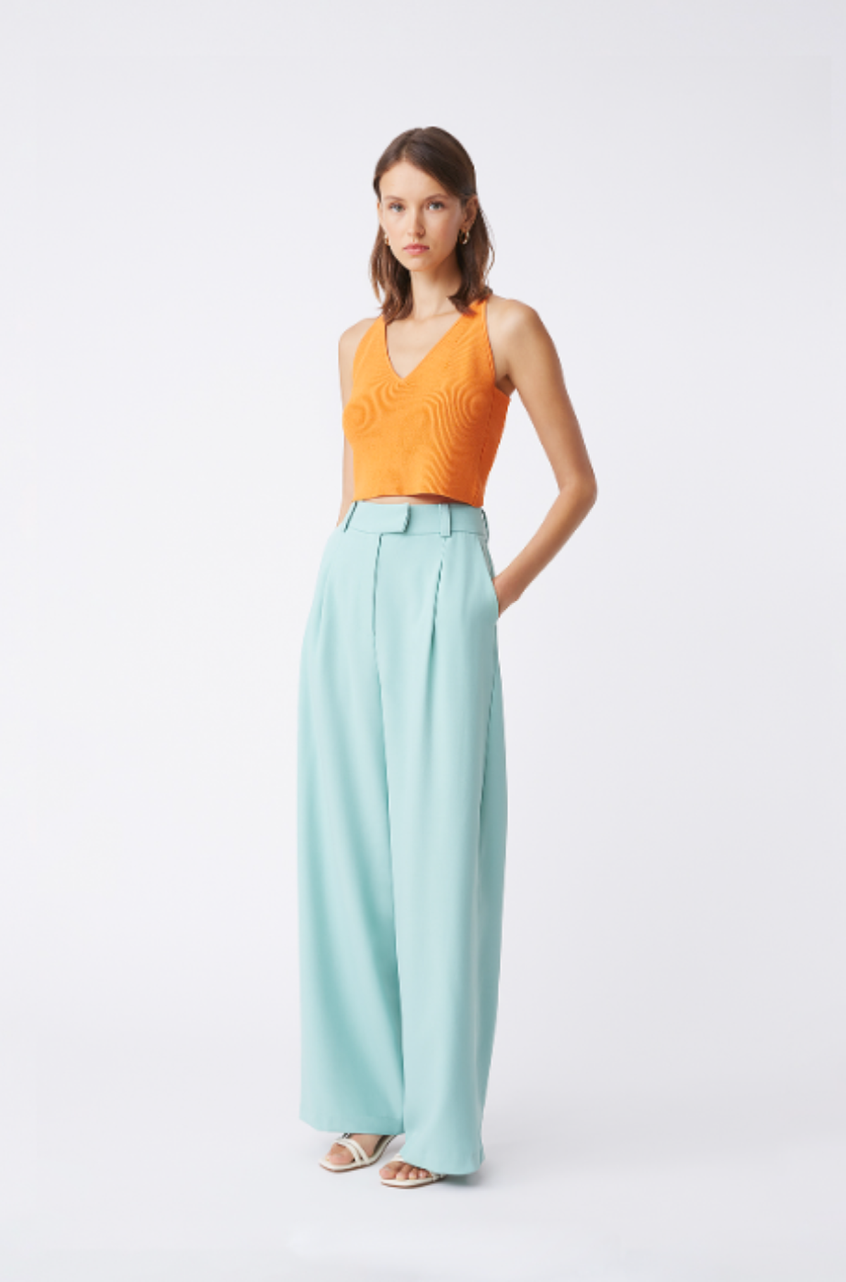 Suncoo Jaison Wide Leg Pant - Vert d'Eau | Garmentory