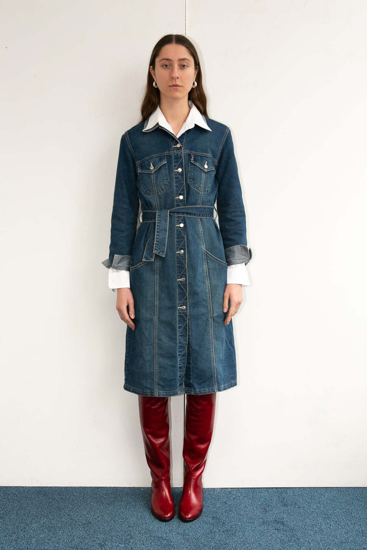 YK2 Street Denim Shirt Dress - Blue | Garmentory