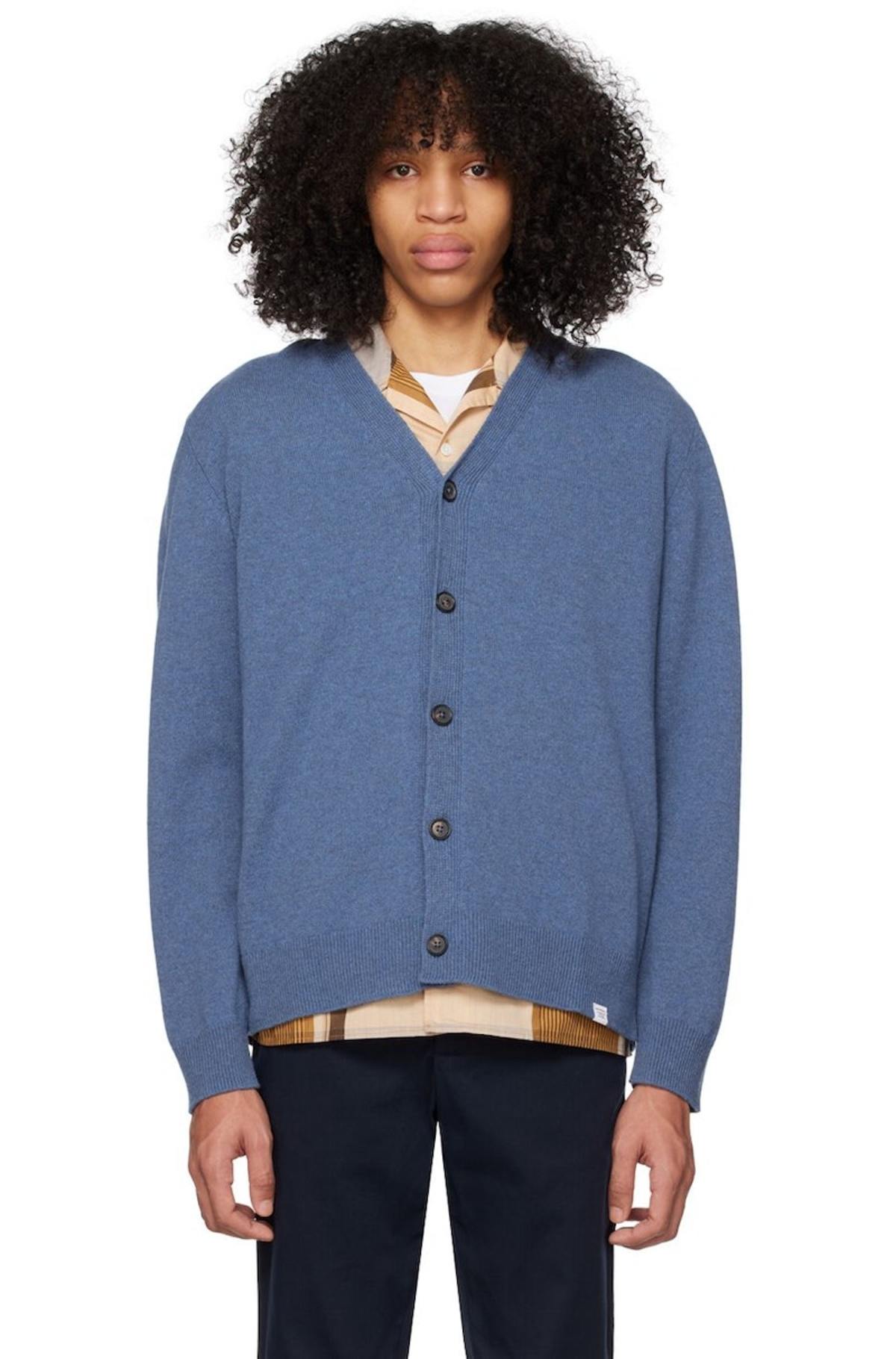Norse Projects Adam Cardigan - Calcite Blue | Garmentory