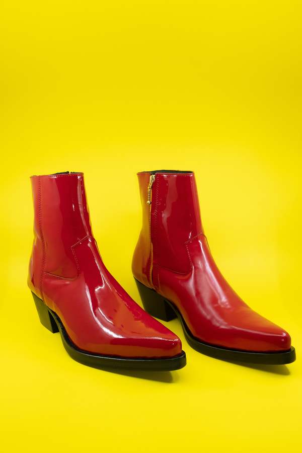 Ernest W. Baker Patent Leather Western Boots - Red | Garmentory